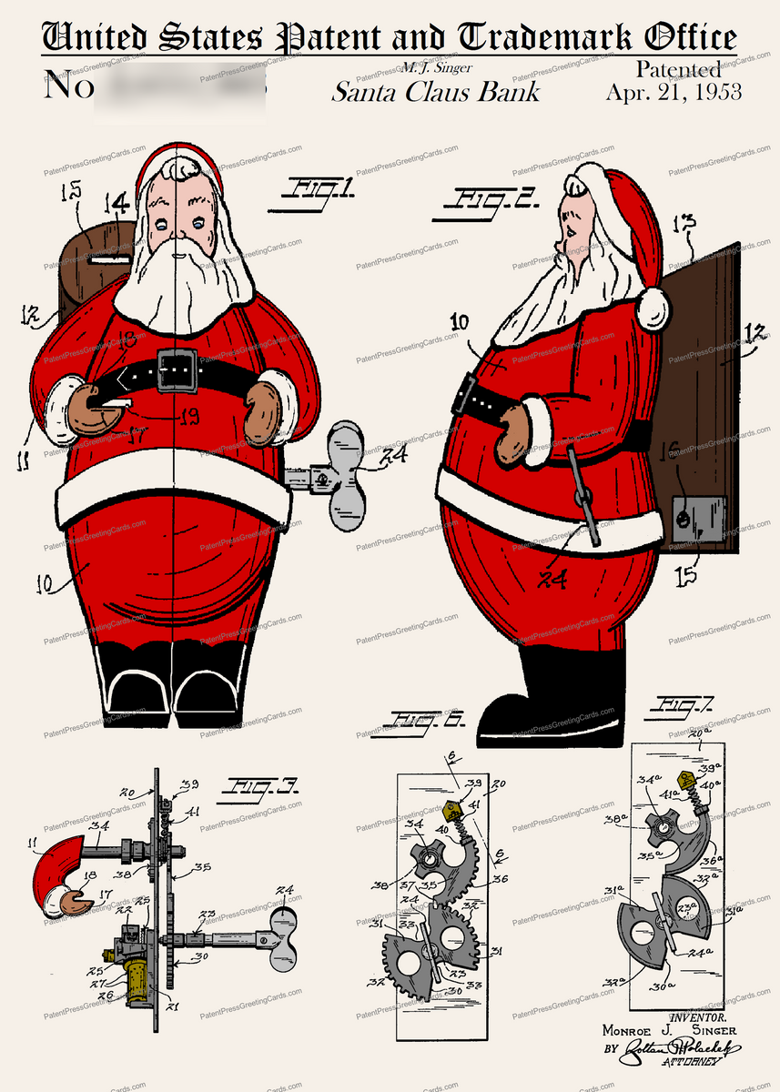 Santa Claus Bank Patent Greeting Card – Patent Press™