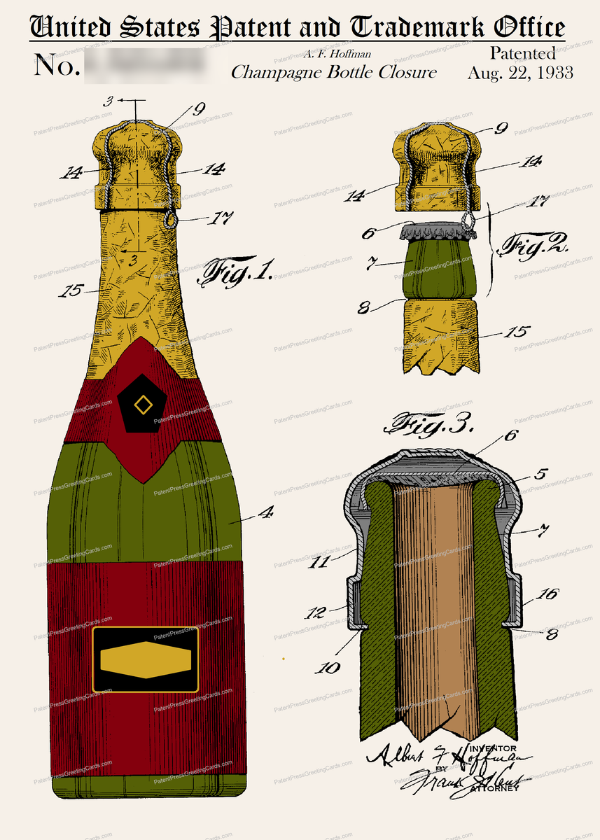 Champagne Bottle Patent Greeting Card – Patent Press™