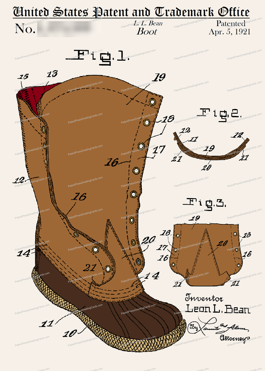 L.L. Bean Boot Patent Greeting Card – Patent Press™
